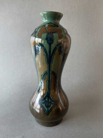 Gouda Inktpot paarse bloem 11 cm hoog - Art Nouveau Plateel