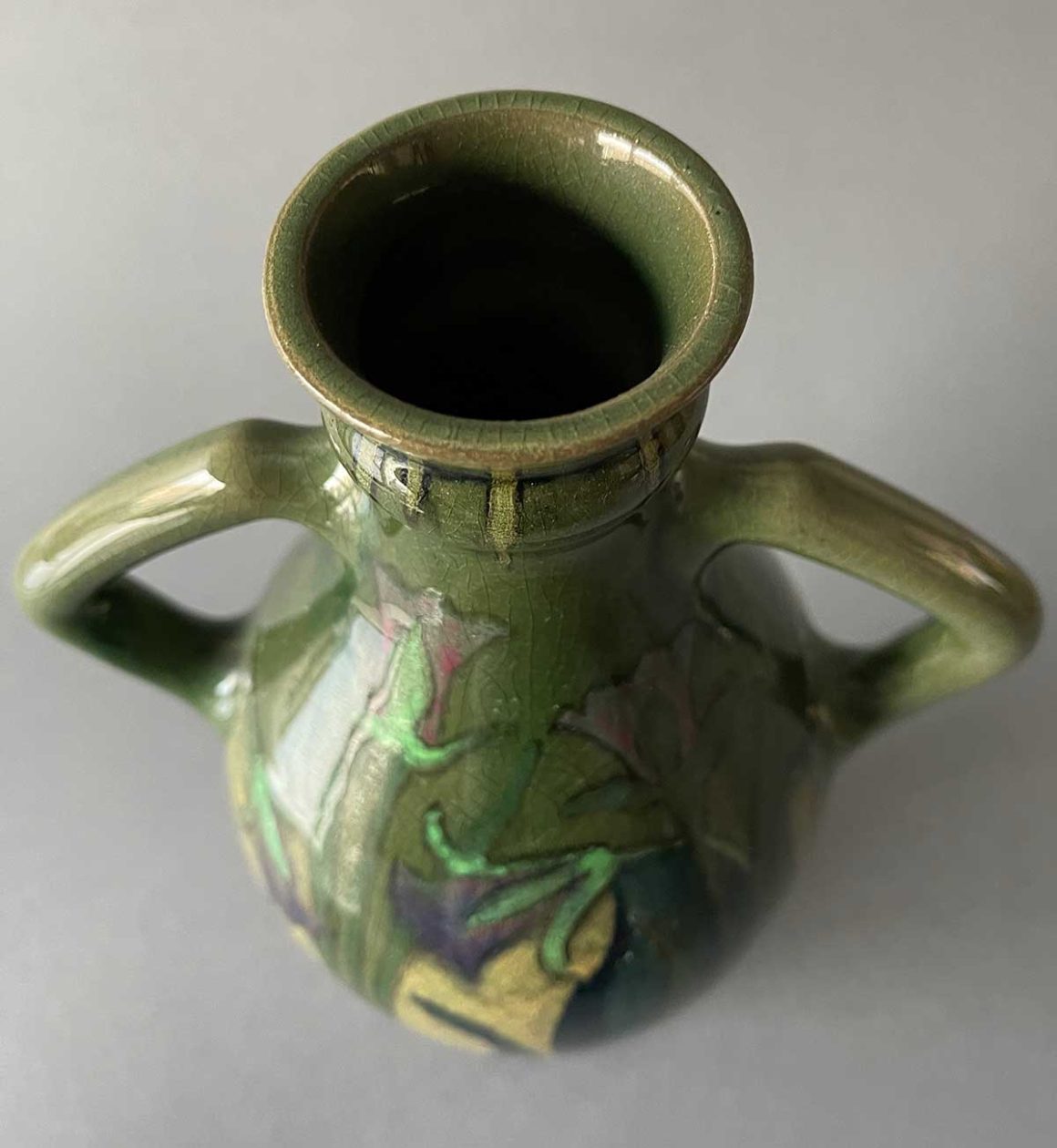 Gouda Pottery Vase 8,8 inch High With Green Floral Decor 1899-1904 ...