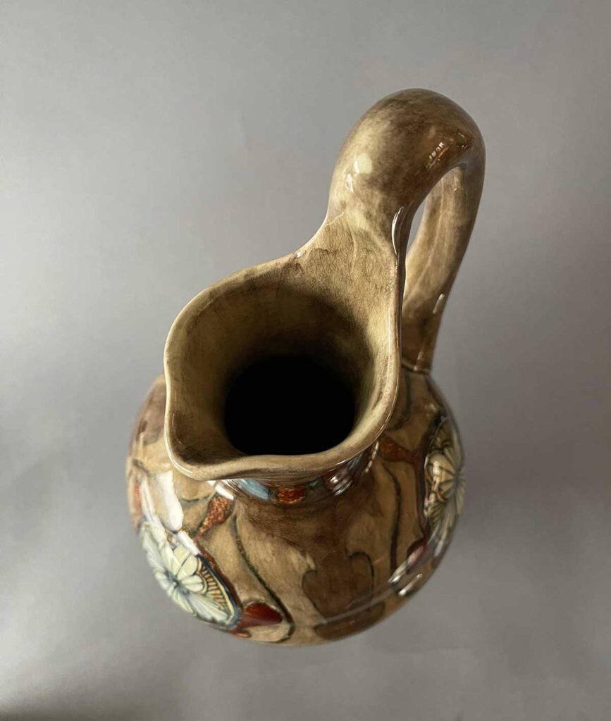 Holland Utrecht Ewer 15 inch High Brown Blue from 1900 Mijnlieff - Dutch Art Nouveau Pottery