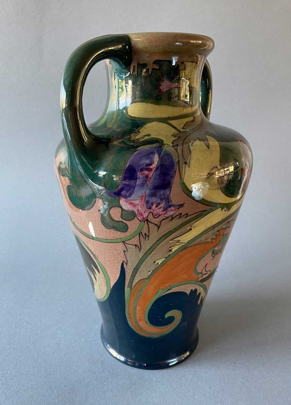 Gouda Pottery Vase, Model 102 of 12 inch High, Decor Violets, 1900-1904 ...