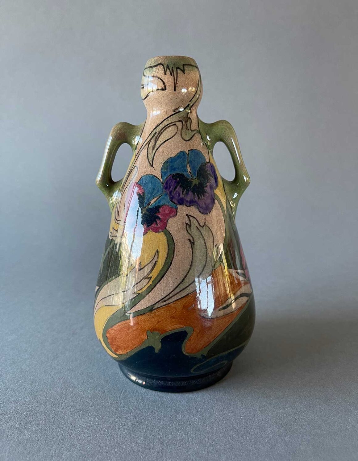 Gouda Pottery Vase, Model 19 with a Decoration of Violets from 1900 ...
