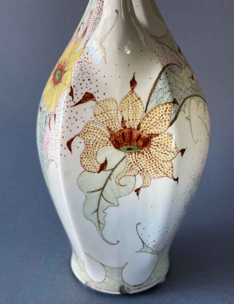 Gouda pottery, vase model 5010 with 'kantjes' decor of sunflowers, by ...